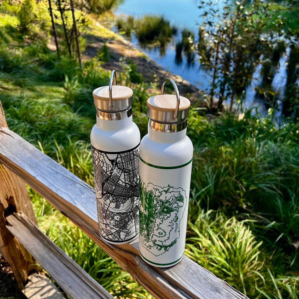 Alpharetta - Georgia Tactile Lines Map Bottle with Bamboo Top in Matte ...