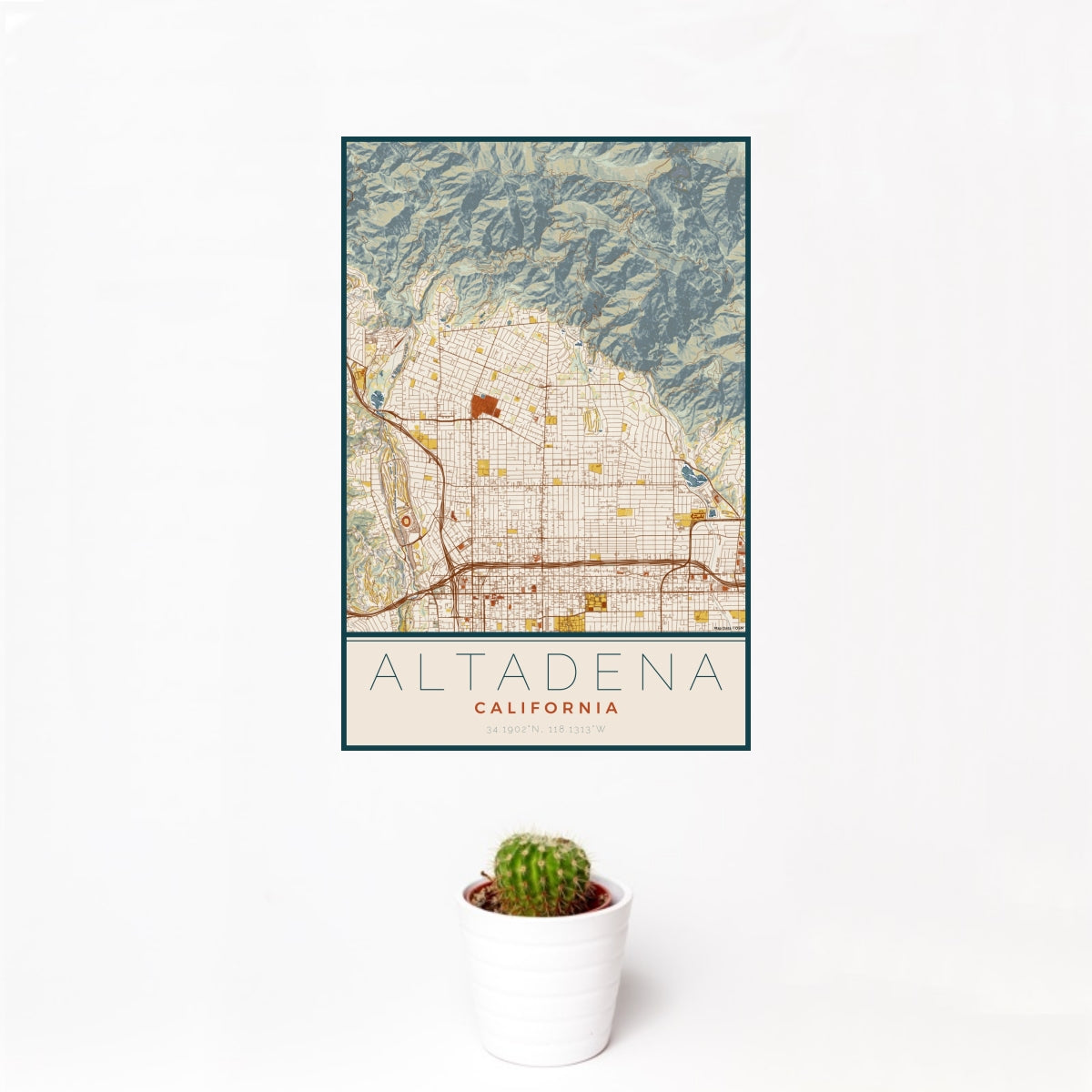 Altadena - California Map Print in Woodblock — JACE Maps