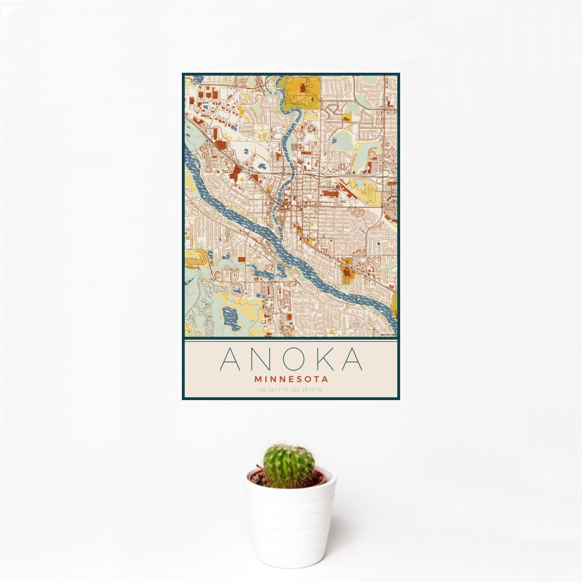 Anoka - Minnesota Map Print in Woodblock — JACE Maps