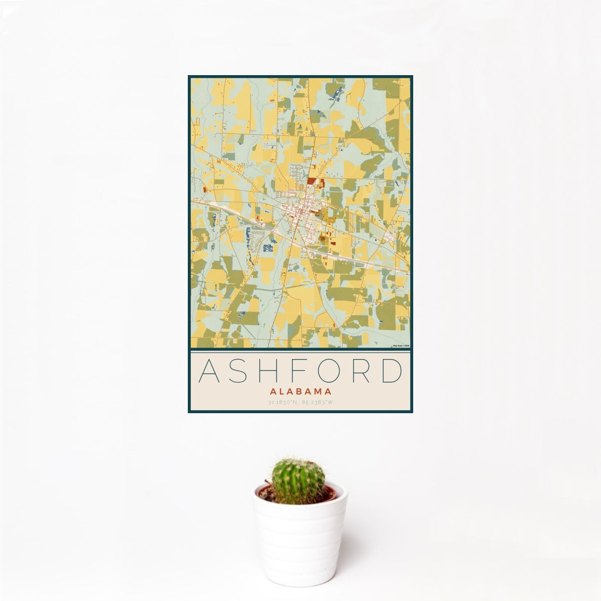 Ashford - Alabama Map Print in Woodblock — JACE Maps