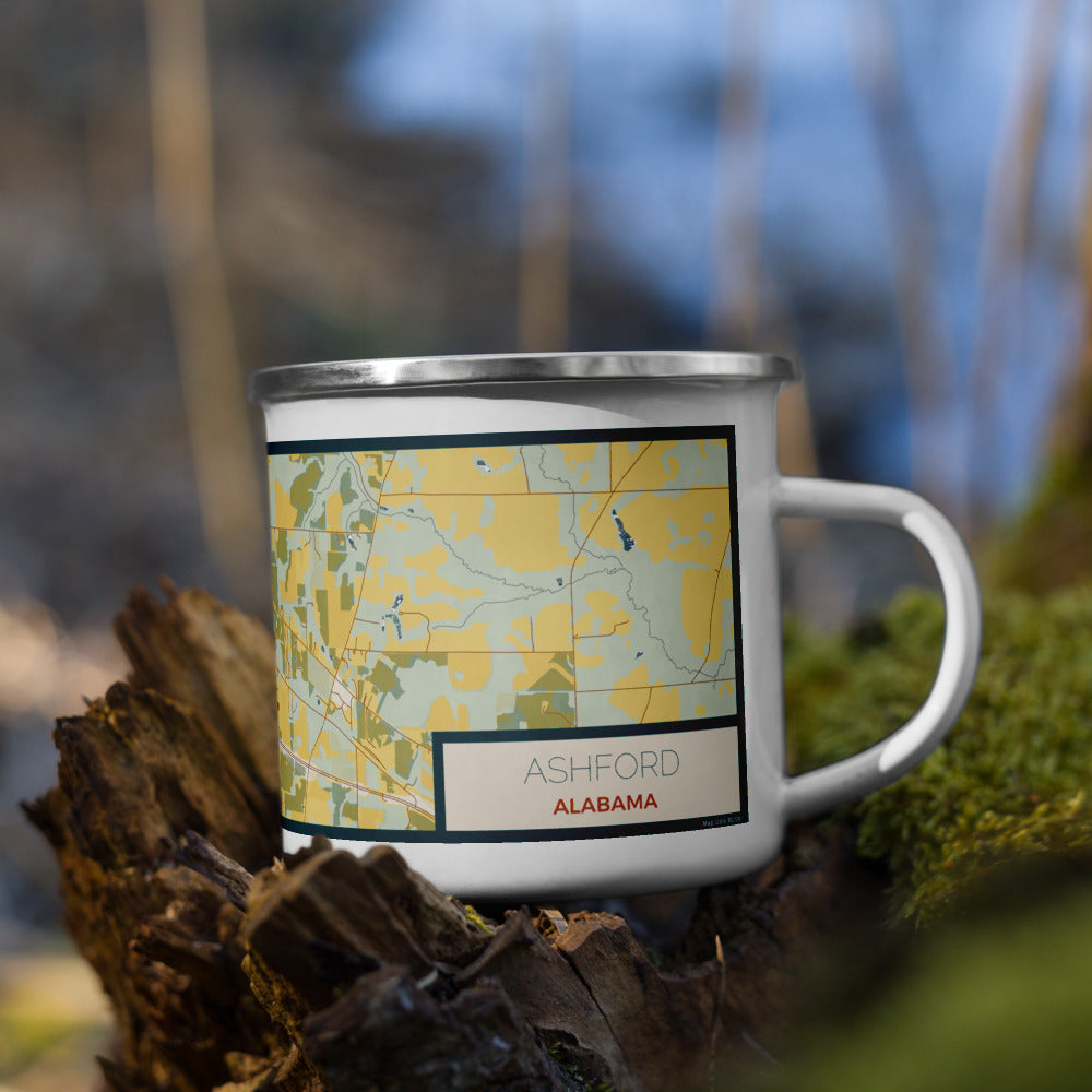 Ashford - Alabama Map Enamel Mug in Woodblock — JACE Maps