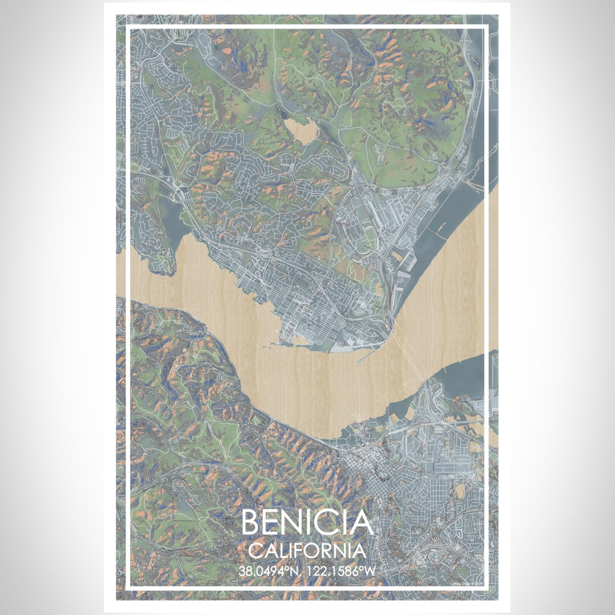 Benicia - California Map Print in Afternoon — JACE Maps