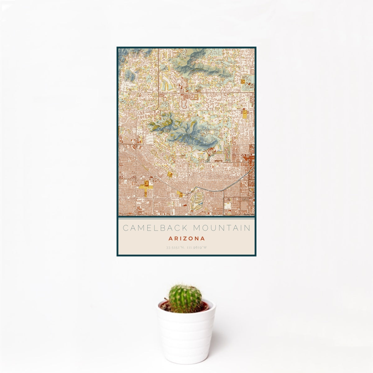 Camelback Mountain - Arizona Map Print in Woodblock — JACE Maps