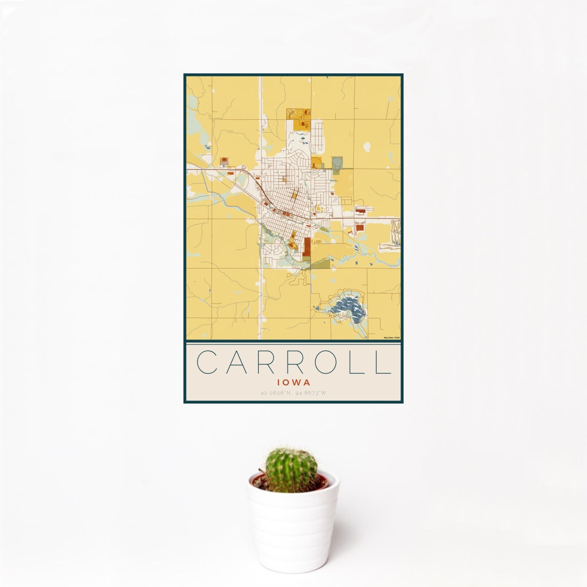 Carroll - Iowa Map Print in Woodblock — JACE Maps