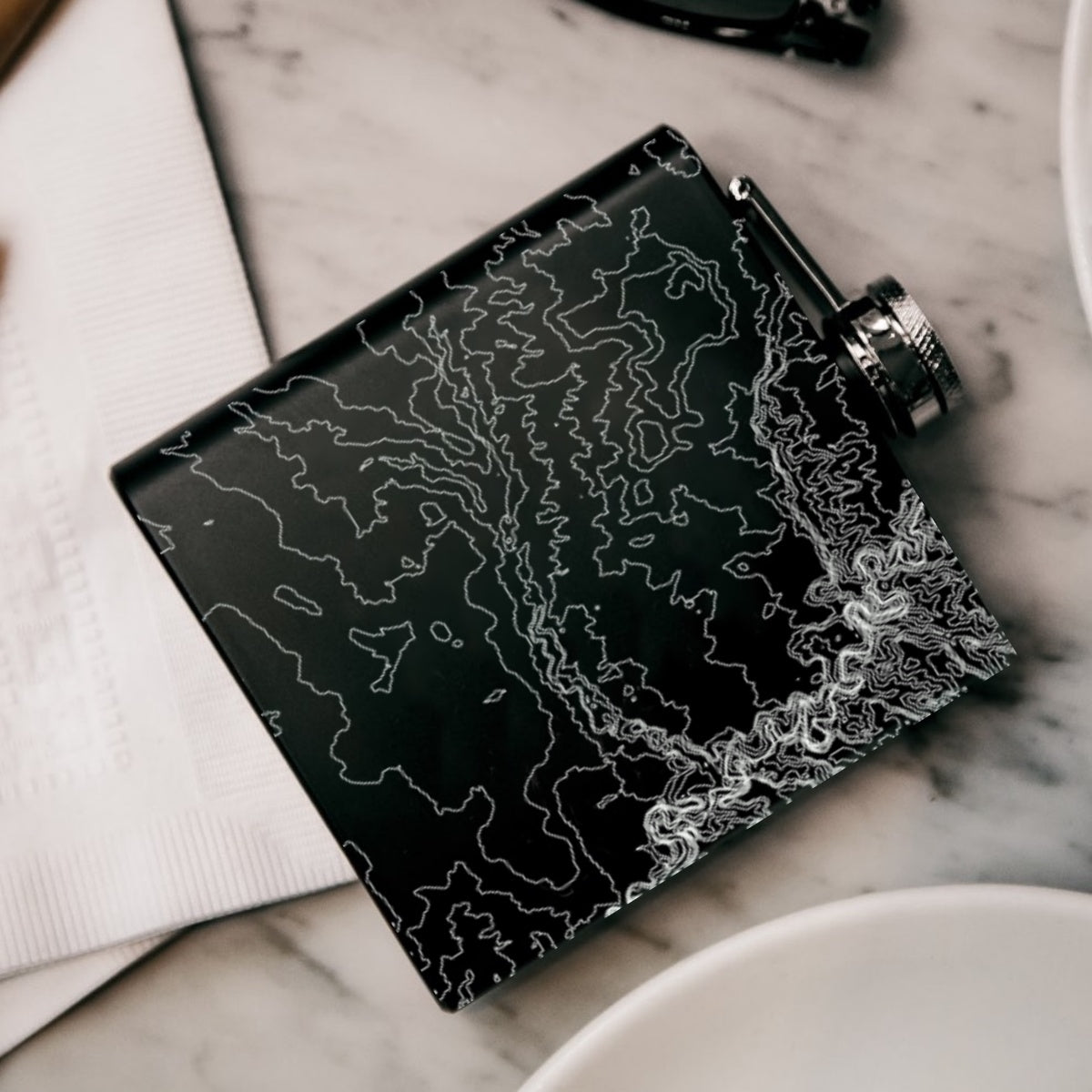Coyote Gulch - Utah Engraved Topographic Map Hip Flask in Matte Black ...
