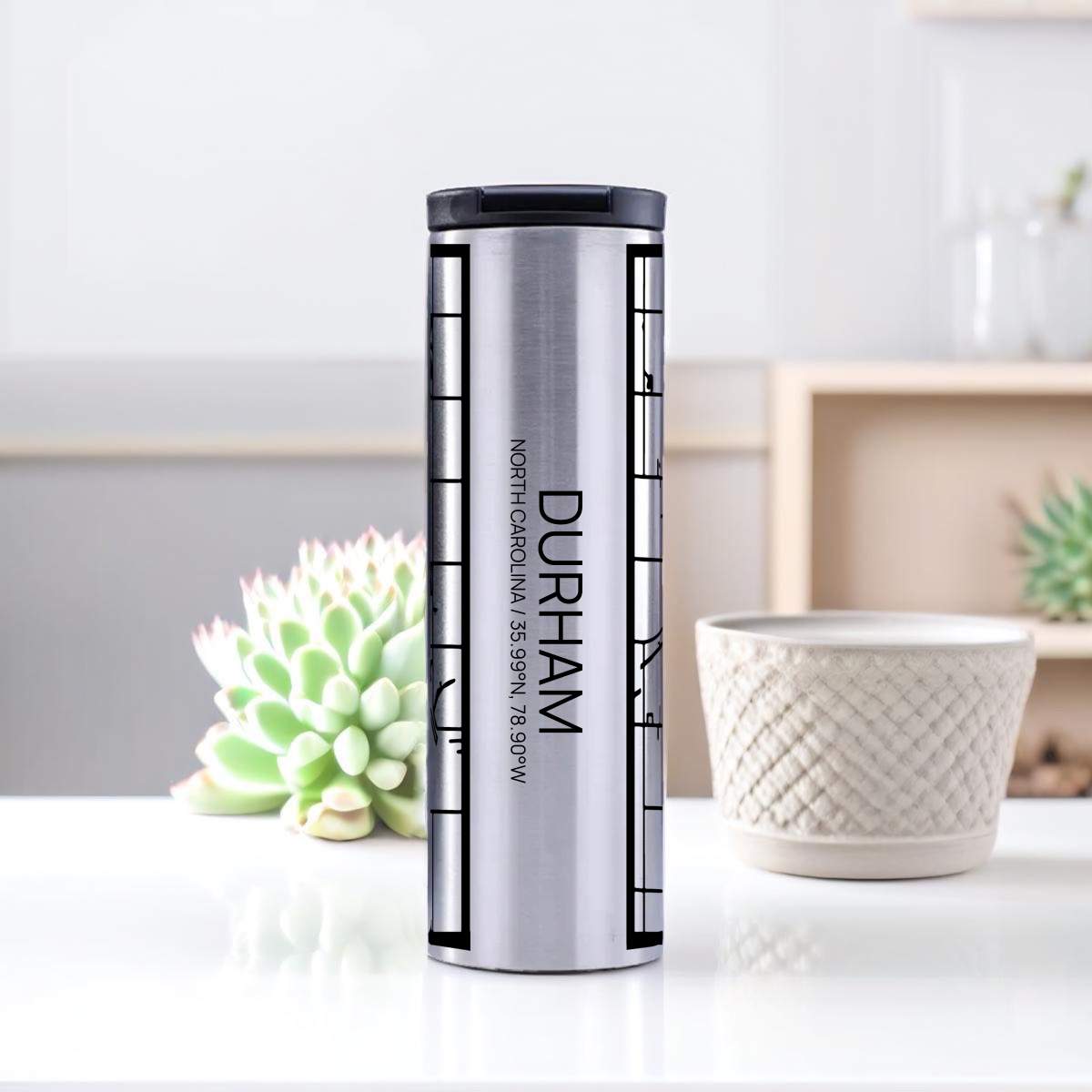 Durham - North Carolina Tactile Lines Map Tumbler — JACE Maps
