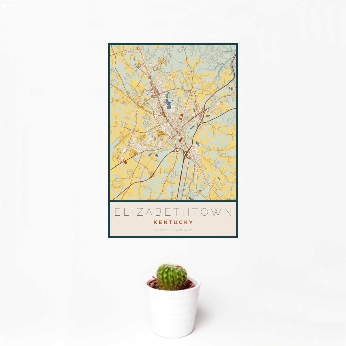 Elizabethtown - Kentucky Map Print in Woodblock — JACE Maps