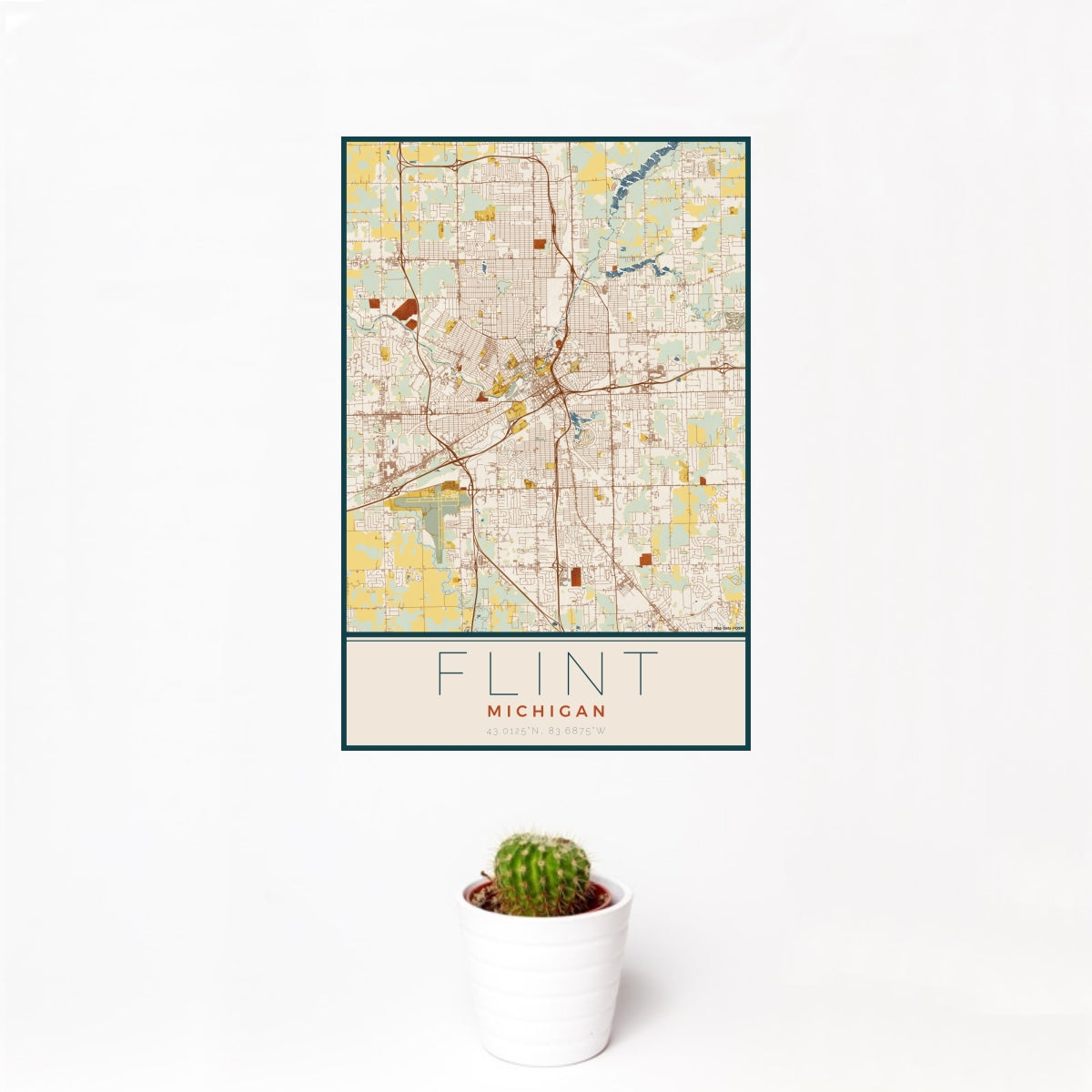 Flint - Michigan Map Print in Woodblock — JACE Maps