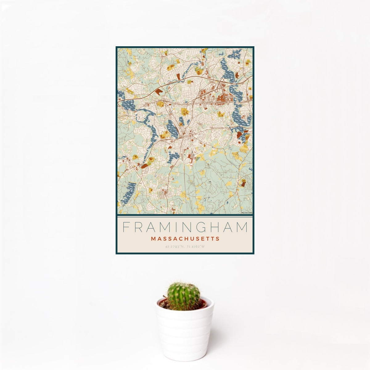 Framingham - Massachusetts Map Print in Woodblock — JACE Maps