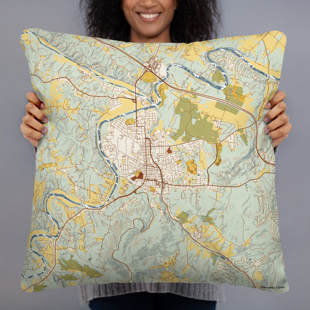 Front Royal - Virginia Map Throw Pillow in Woodblock — JACE Maps