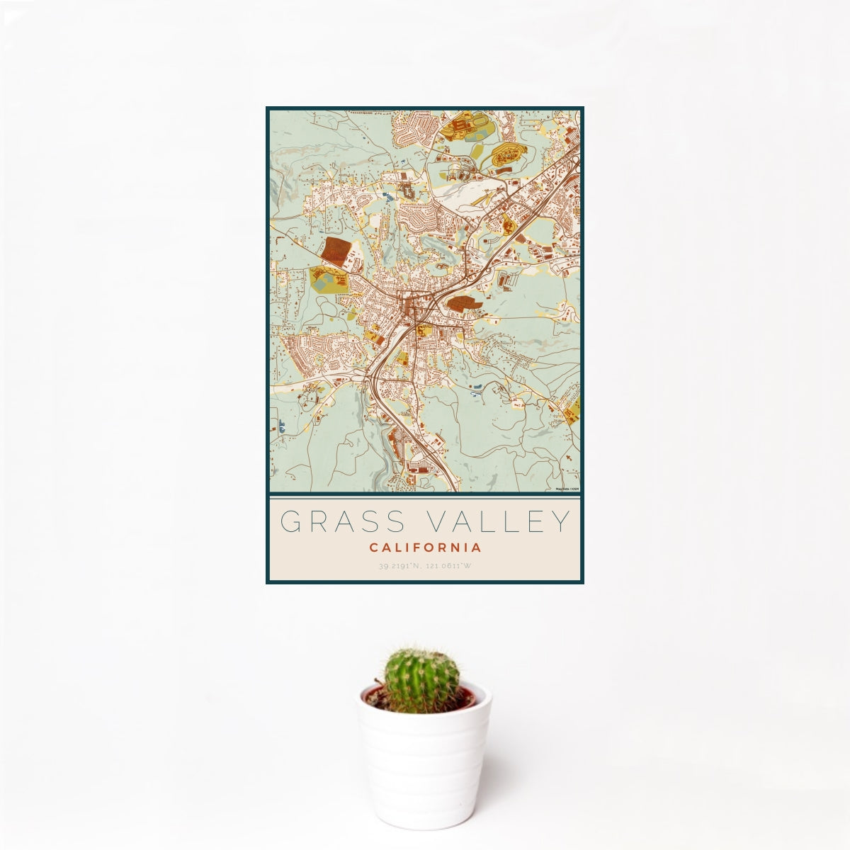 Grass Valley - California Map Print in Woodblock — JACE Maps