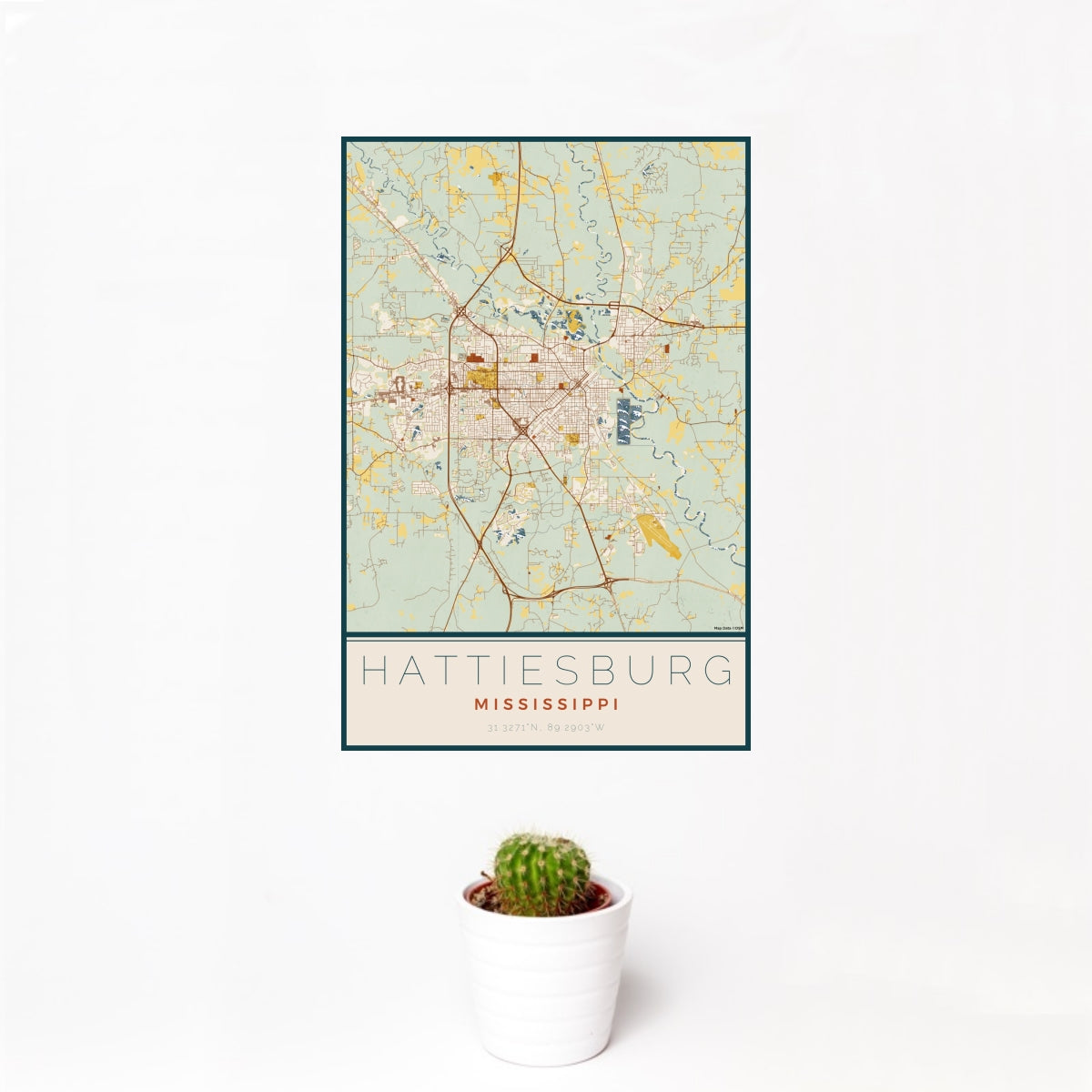 Hattiesburg - Mississippi Map Print in Woodblock — JACE Maps
