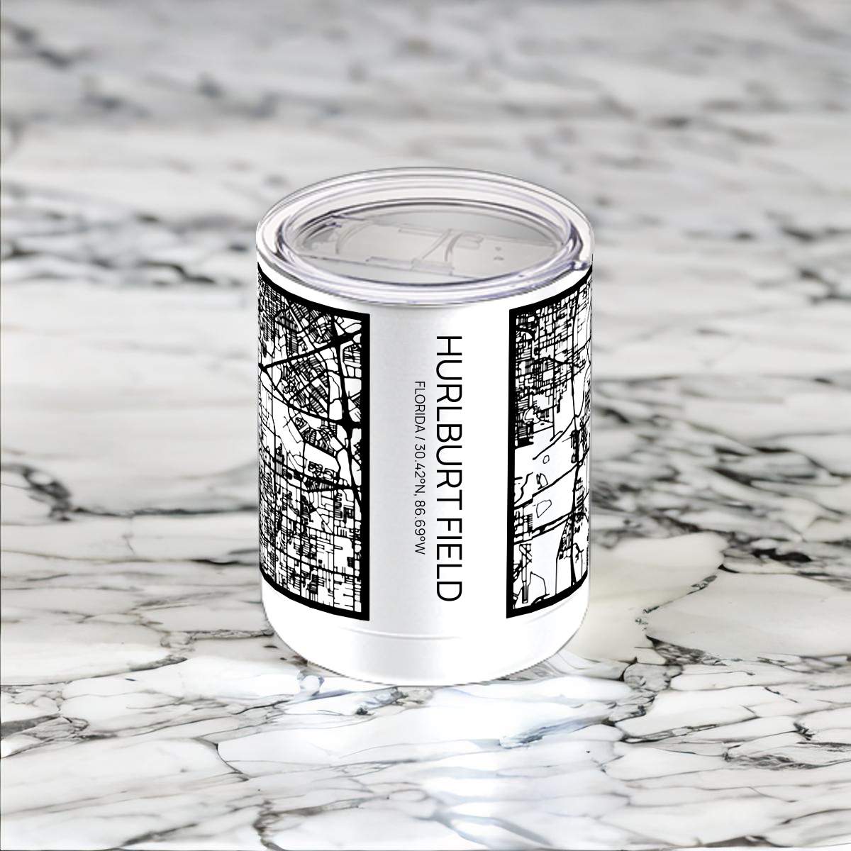 Hurlburt Field - Florida Tactile Lines Map Insulated Cup in Matte Whit ...