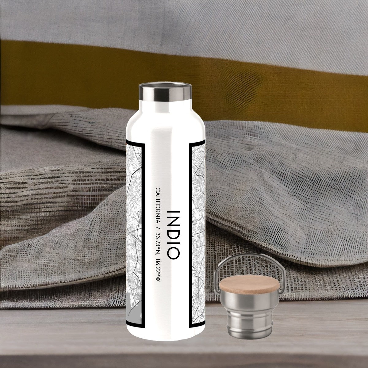 Indio - California Map Bottle with Bamboo Top in Classic — JACE Maps