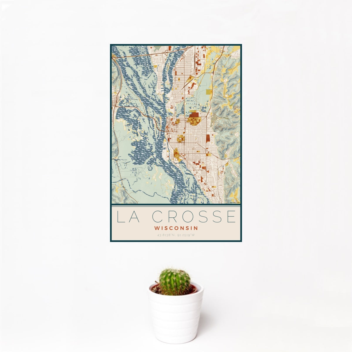 La Crosse - Wisconsin Map Print in Woodblock — JACE Maps
