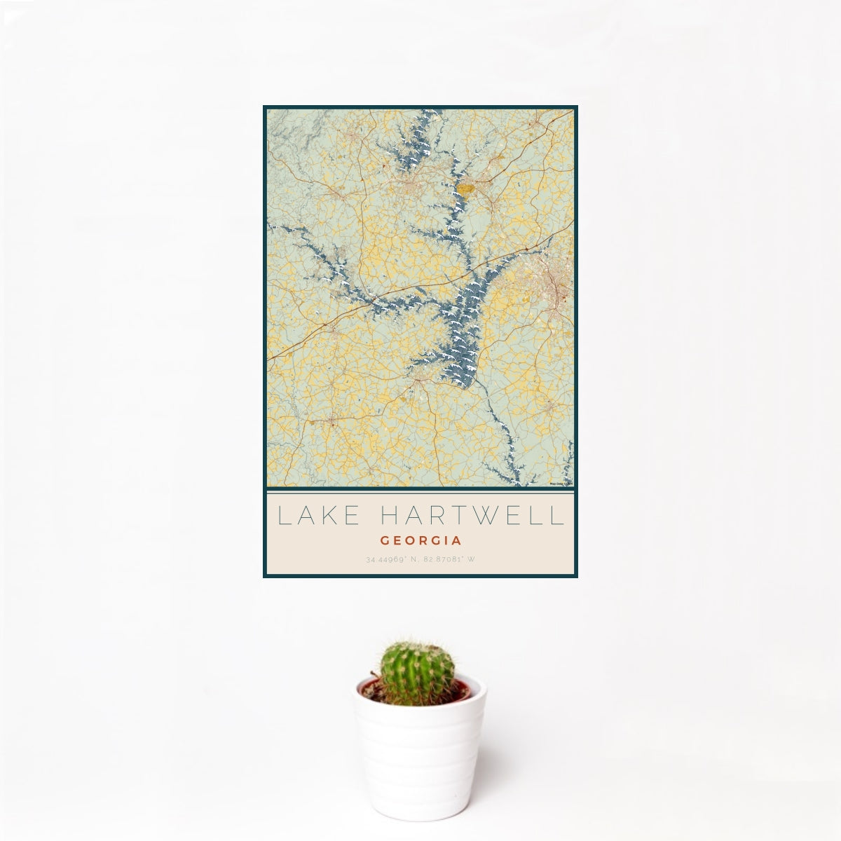 Lake Hartwell - Georgia Map Print in Woodblock — JACE Maps