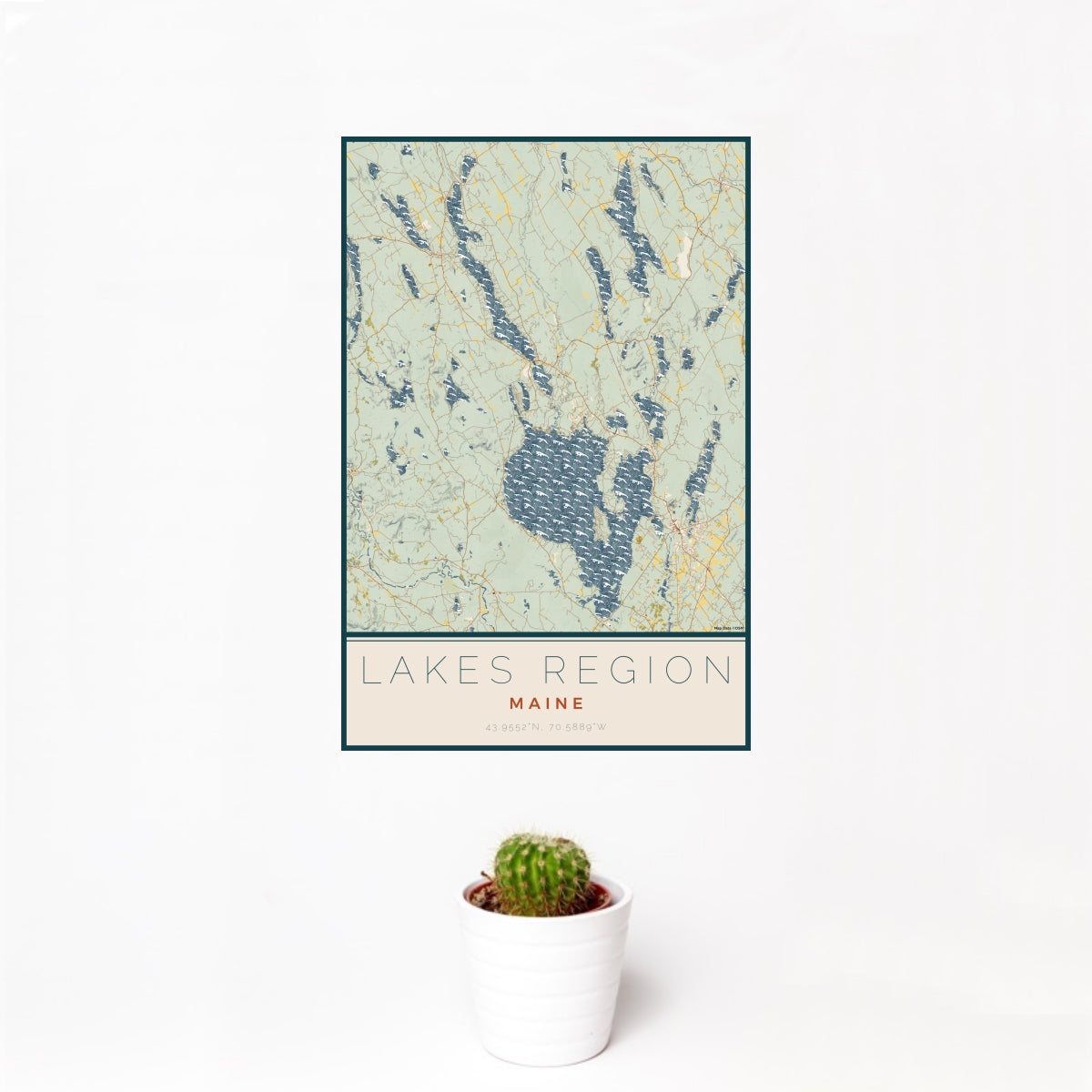 Lakes Region - Maine Map Print in Woodblock — JACE Maps