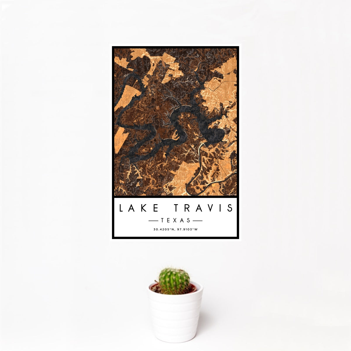 Lake Travis - Texas Map Print in Ember — JACE Maps
