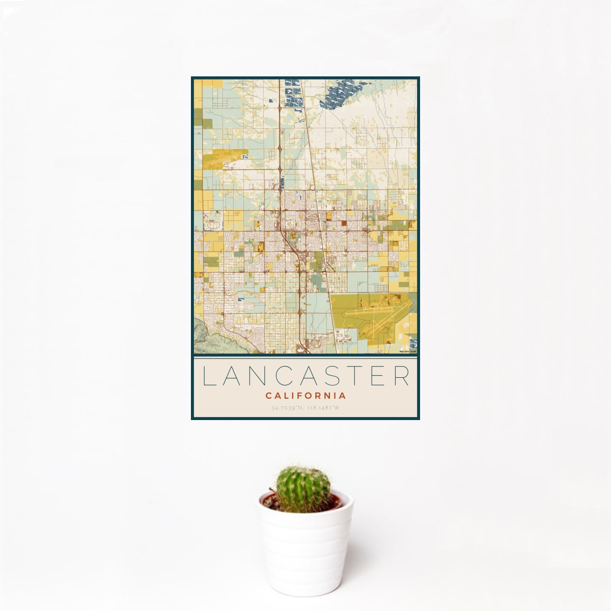 Lancaster - California Map Print in Woodblock — JACE Maps
