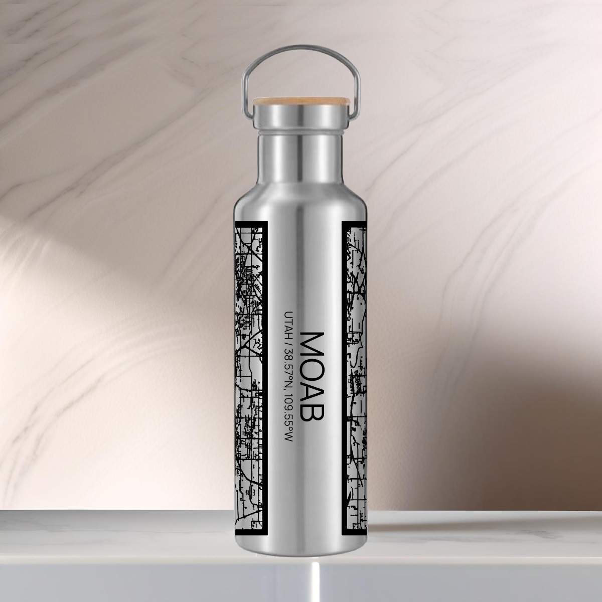 Moab - Utah Topographic Tactile Lines Map Bottle with Bamboo Top — JACE ...