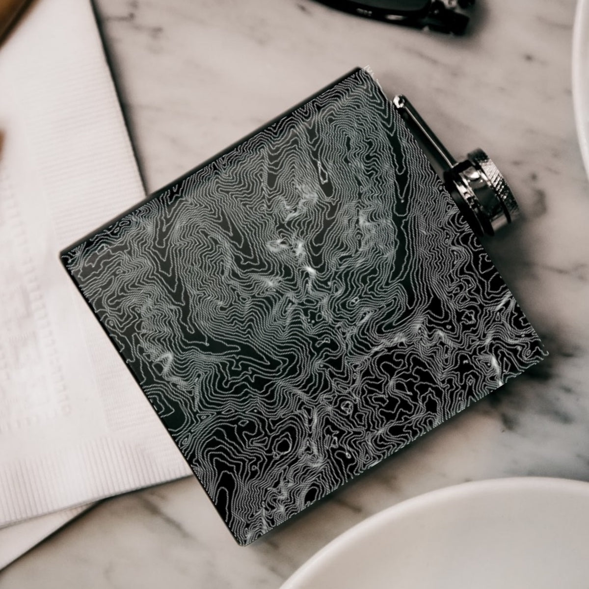 Mount Eolus - Colorado Engraved Topographic Map Hip Flask in Matte Bla ...