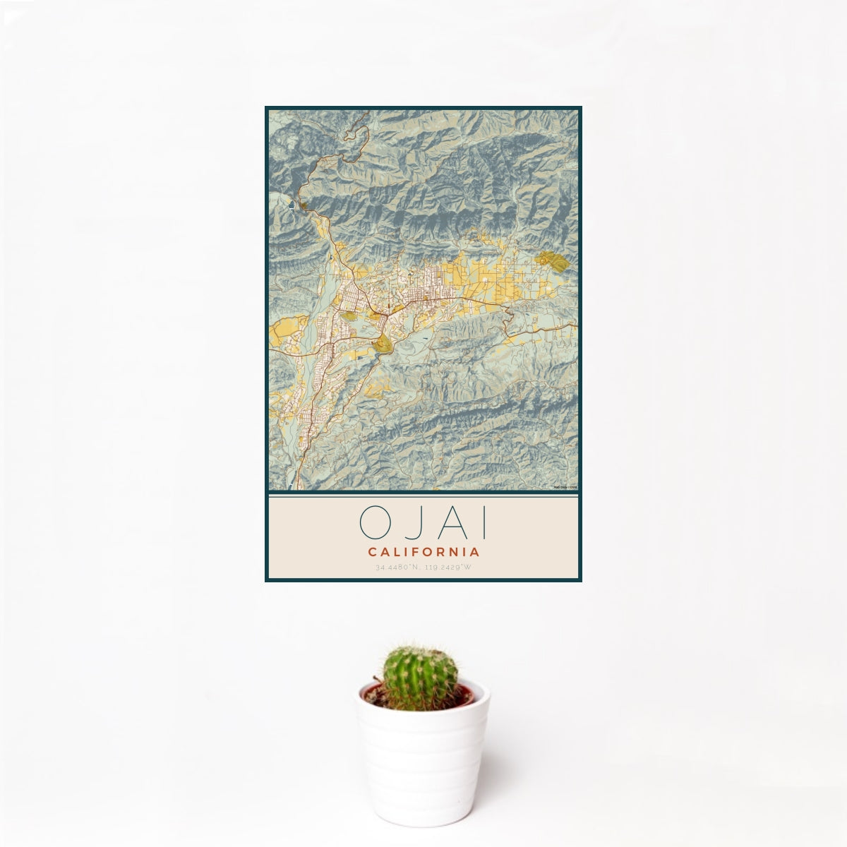 Ojai - California Map Print in Woodblock — JACE Maps