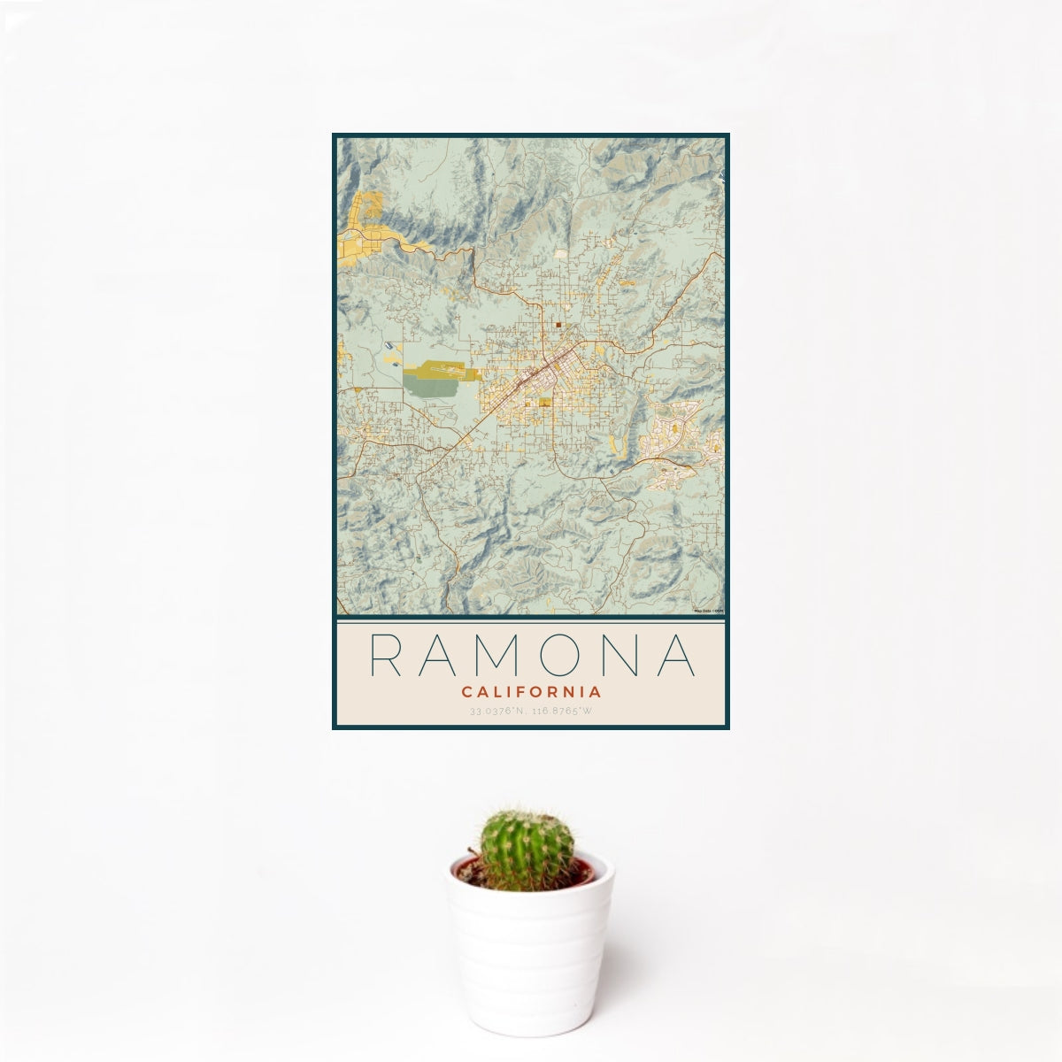 Ramona - California Map Print in Woodblock — JACE Maps