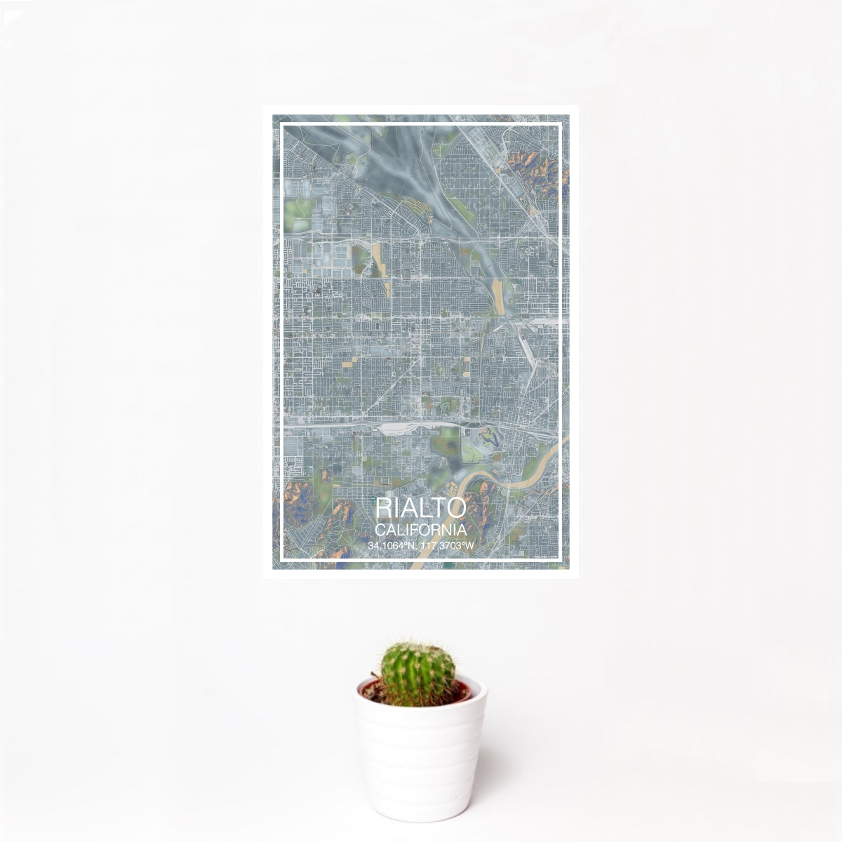 Rialto - California Map Print in Afternoon — JACE Maps