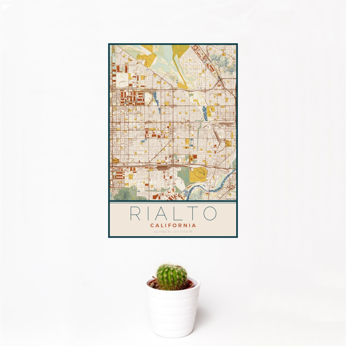 Rialto - California Map Print in Woodblock — JACE Maps