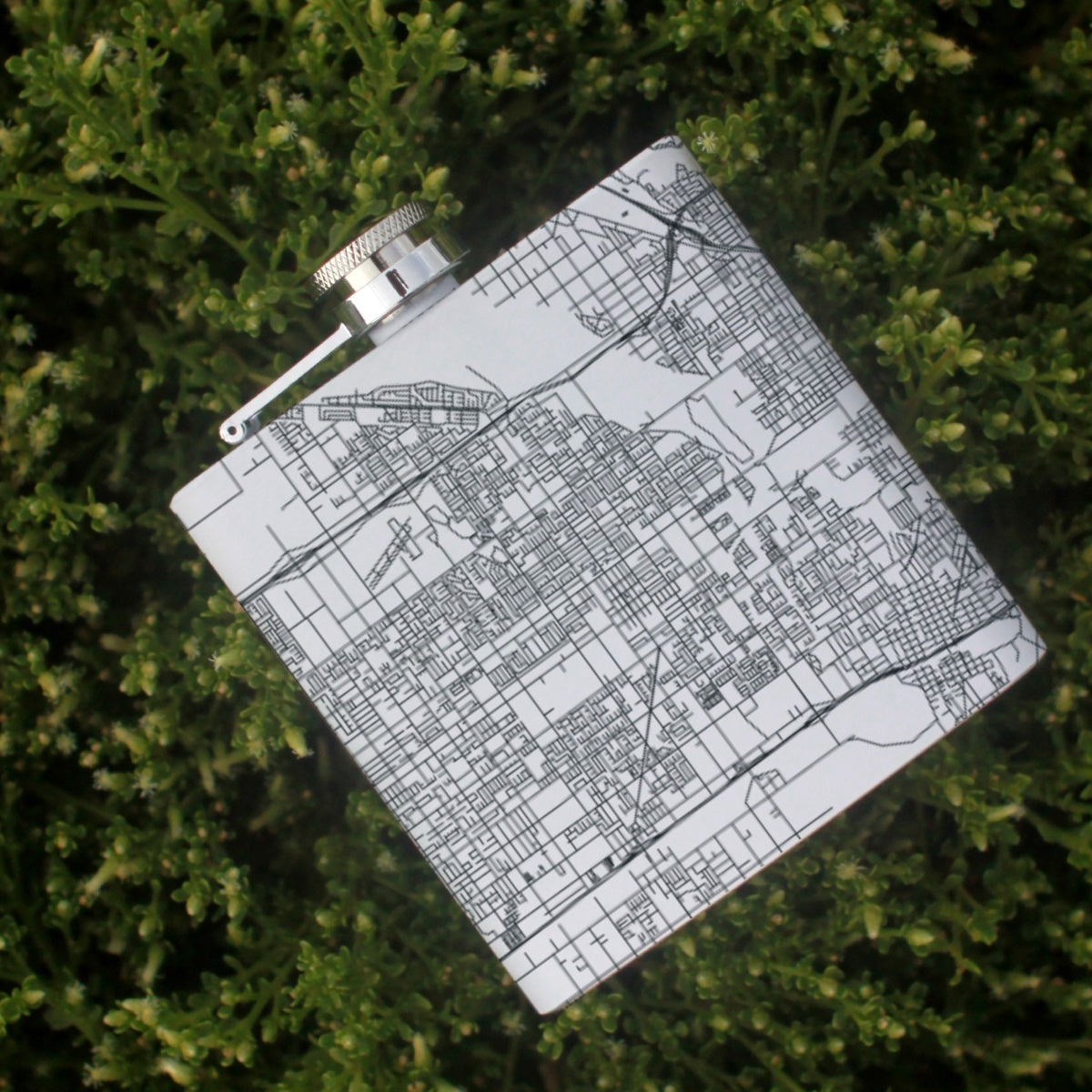 Rialto - California Engraved Map Hip Flask in Matte White — JACE Maps