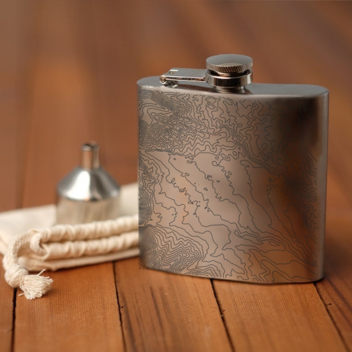 Story - Wyoming Engraved Topographic Map Hip Flask — JACE Maps