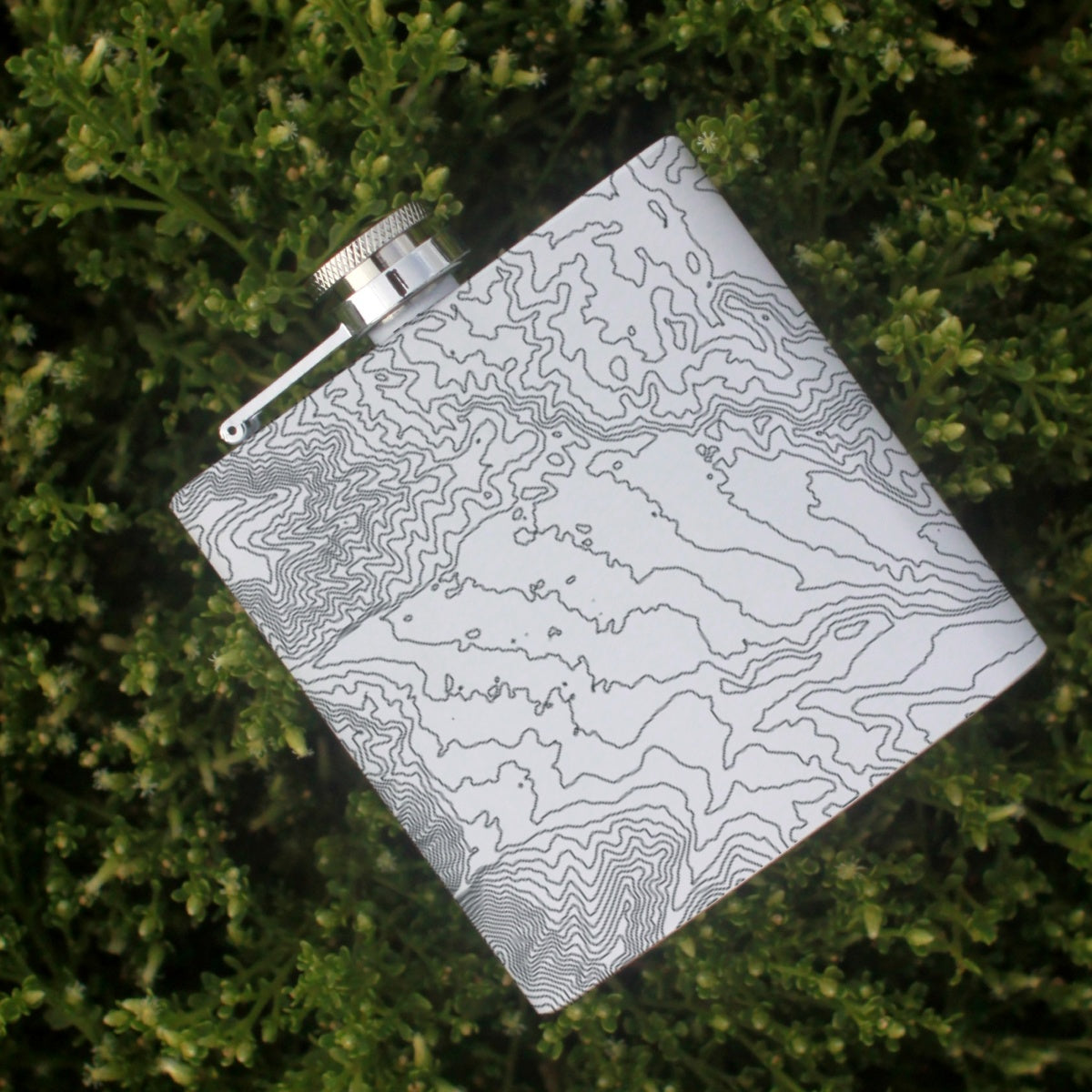 Story - Wyoming Engraved Topographic Map Hip Flask in Matte White ...