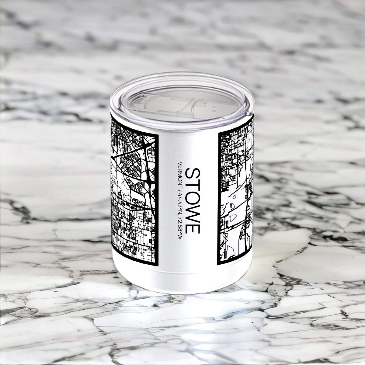 Stowe - Vermont Topographic Tactile Lines Map Insulated Cup in Matte W ...