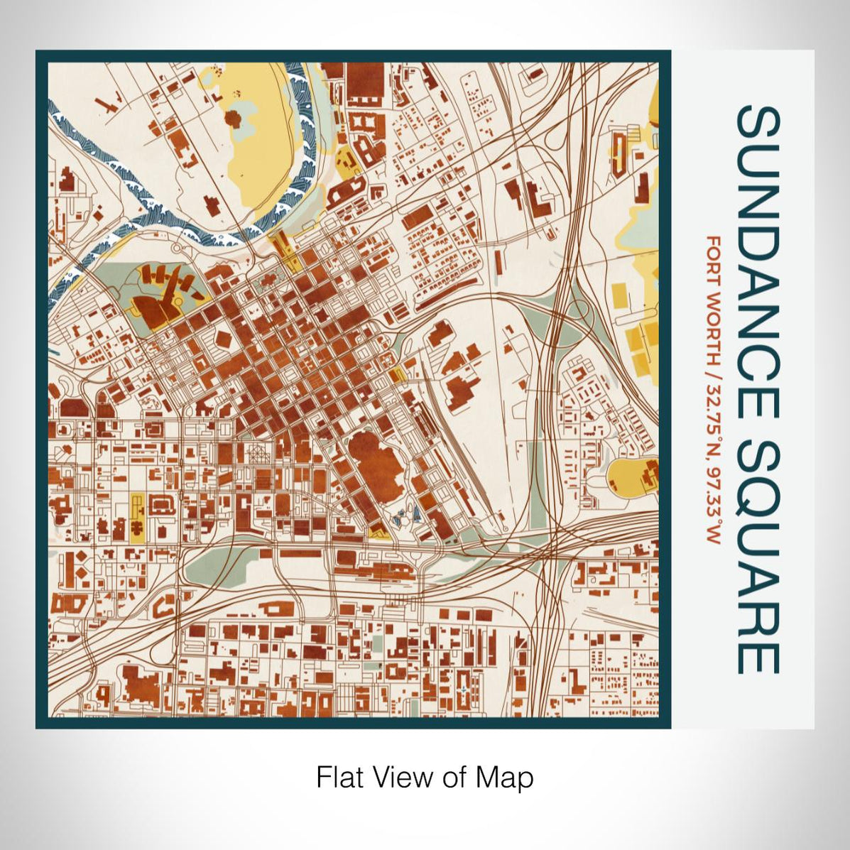 Sundance Square - Fort Worth Map Tumbler in Woodblock — JACE Maps