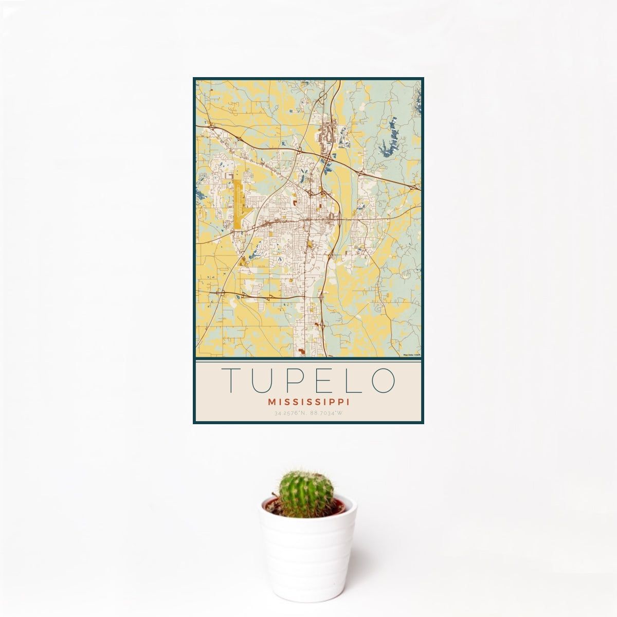 Tupelo - Mississippi Map Print in Woodblock — JACE Maps