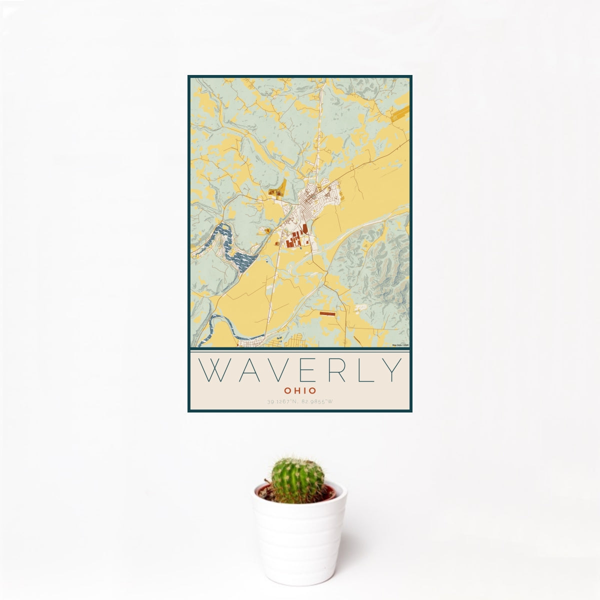 Waverly - Ohio Map Print in Woodblock — JACE Maps