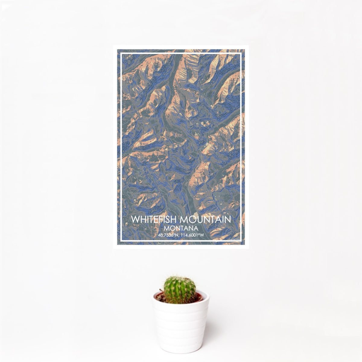 Whitefish Mountain - Montana Map Print in Afternoon — JACE Maps