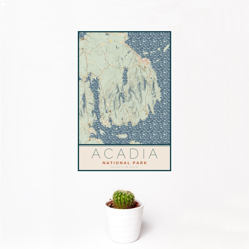 Acadia National Park Map Print in Woodblock — JACE Maps