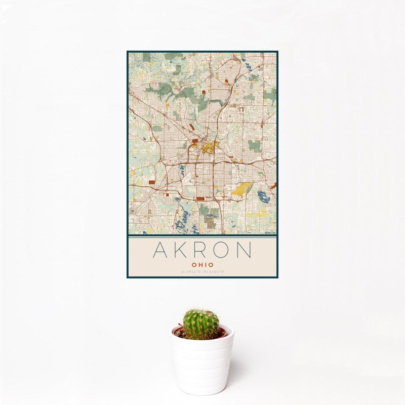 Akron - Ohio Map Print in Woodblock — JACE Maps