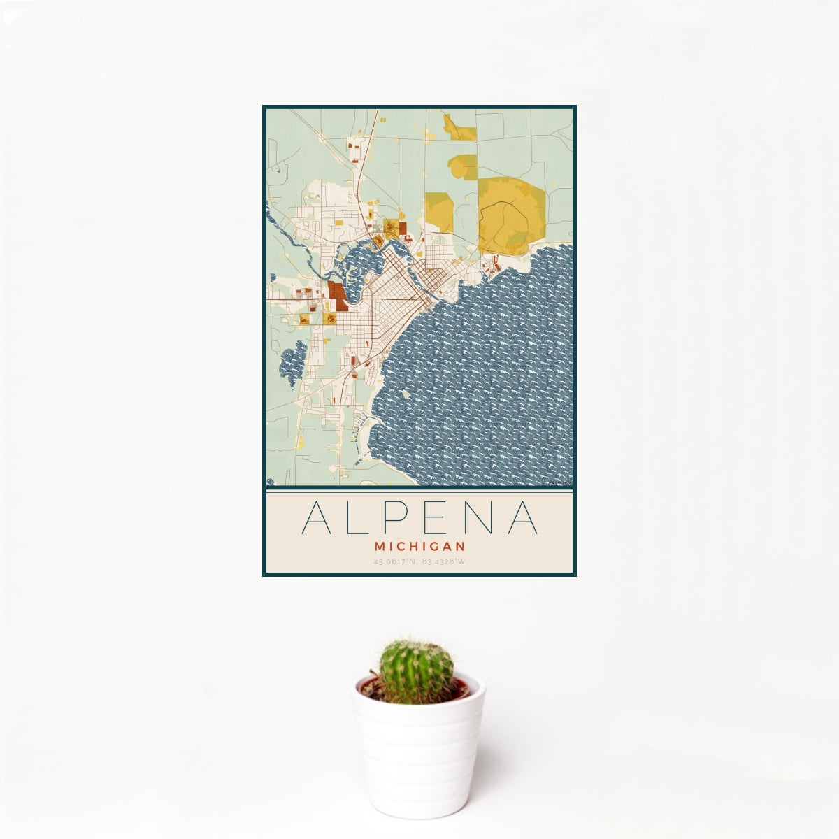 Alpena - Michigan Map Print in Woodblock — JACE Maps