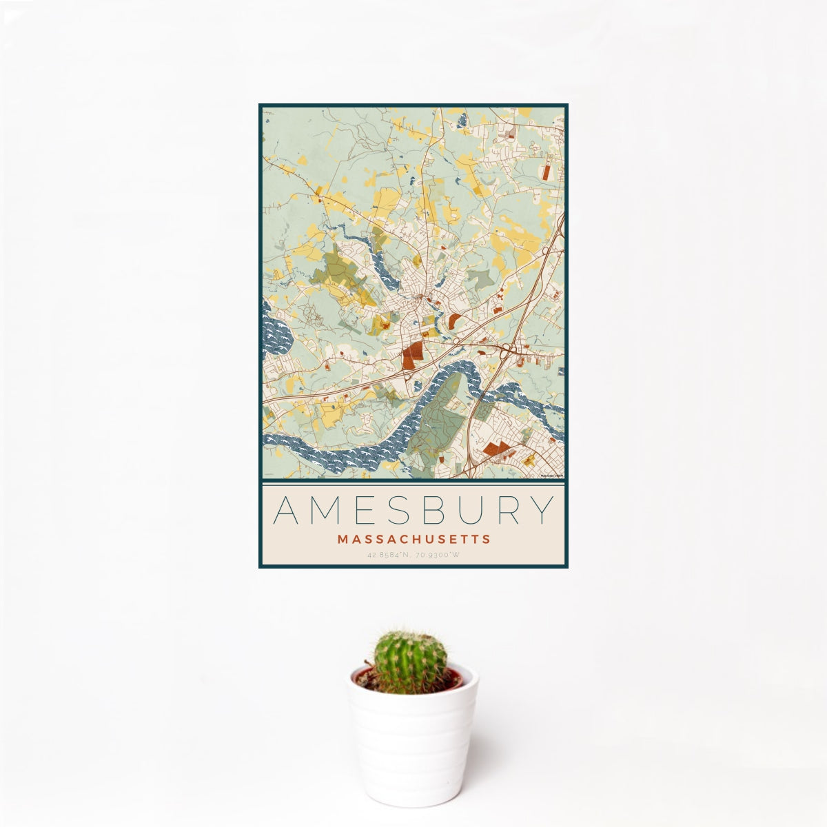 Amesbury - Massachusetts Map Print in Woodblock — JACE Maps