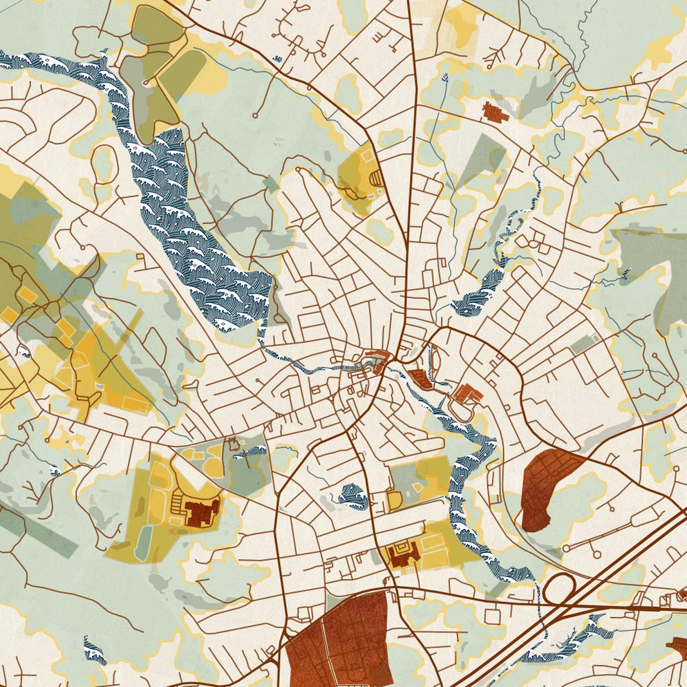 Amesbury - Massachusetts Map Print in Woodblock — JACE Maps