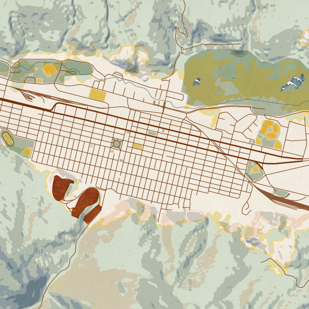 Anaconda - Montana Map Print in Woodblock — JACE Maps