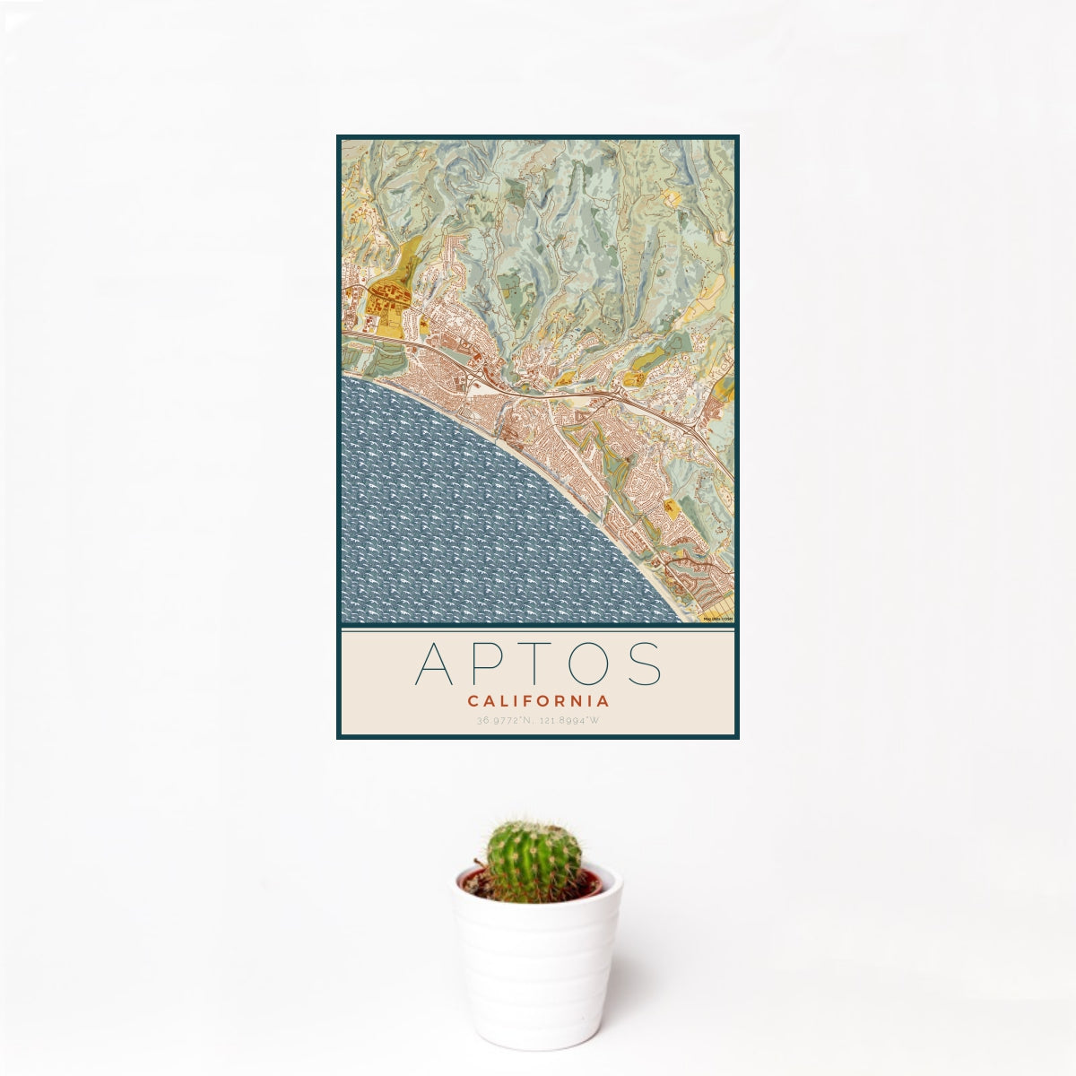 Aptos - California Map Print in Woodblock — JACE Maps