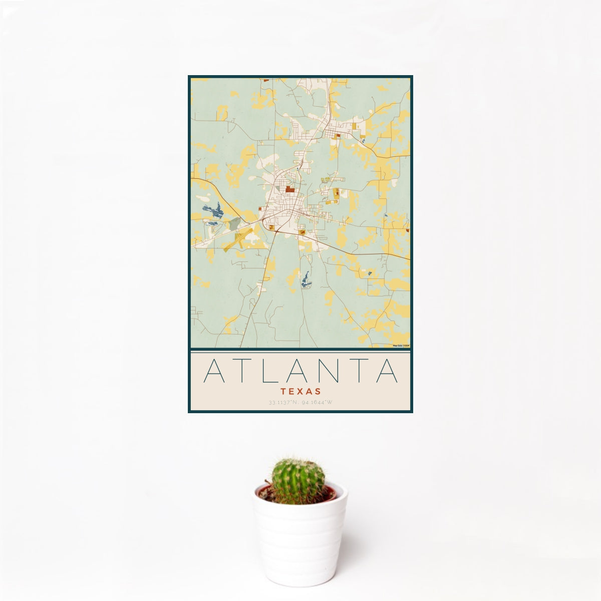 Atlanta - Texas Map Print in Woodblock — JACE Maps