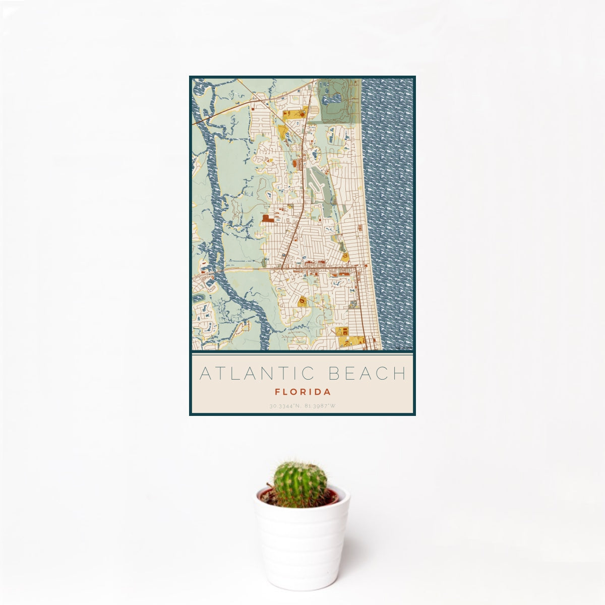 Atlantic Beach - Florida Map Print in Woodblock — JACE Maps