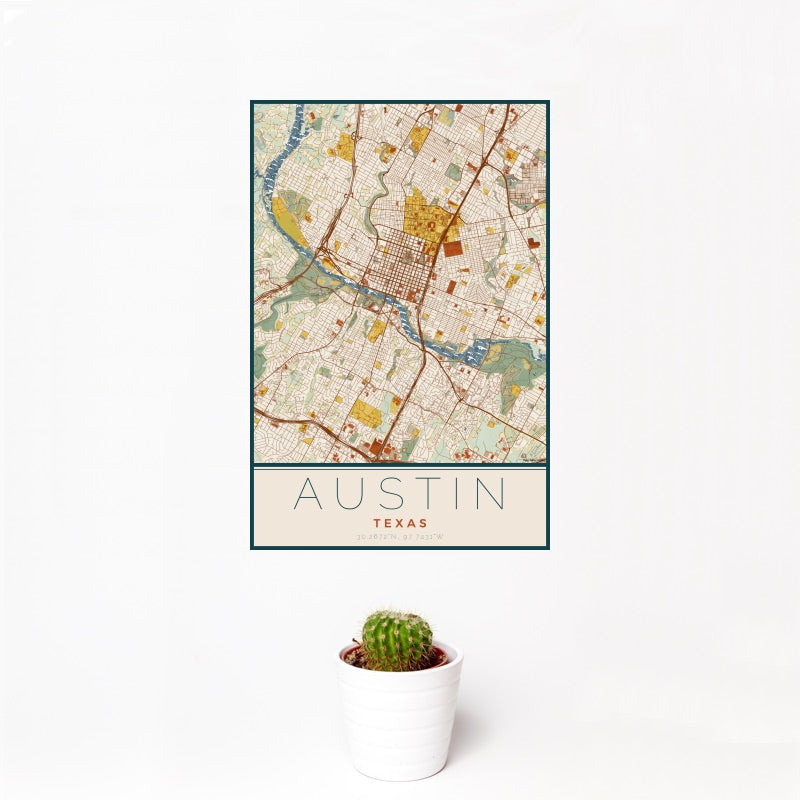 Austin - Texas Map Print in Woodblock — JACE Maps
