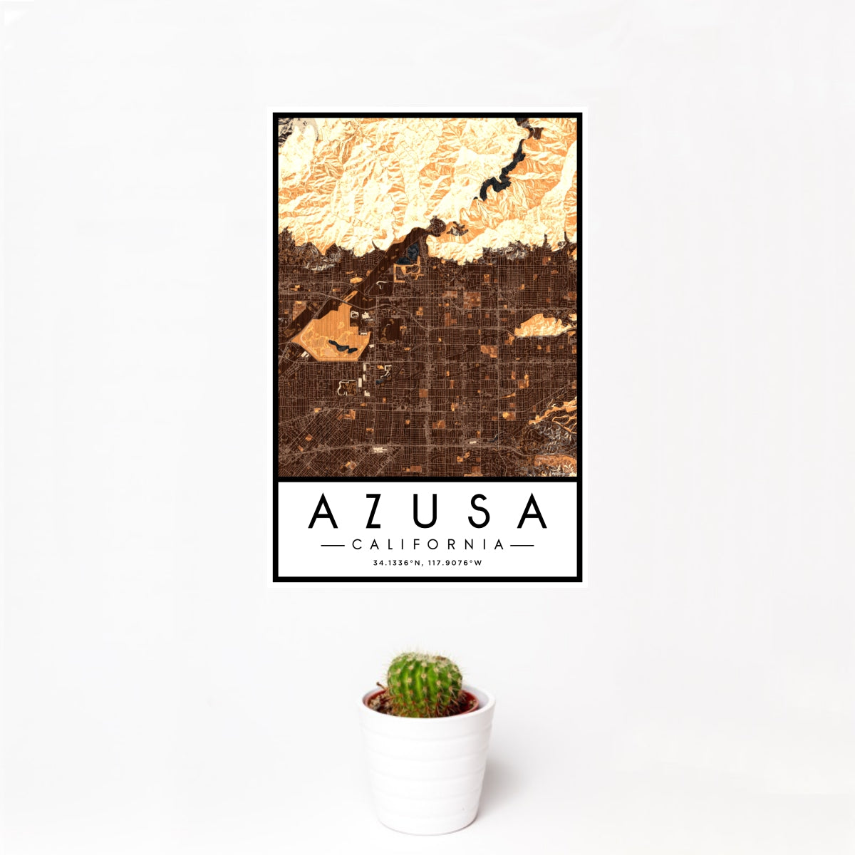 Azusa - California Map Print in Ember — JACE Maps