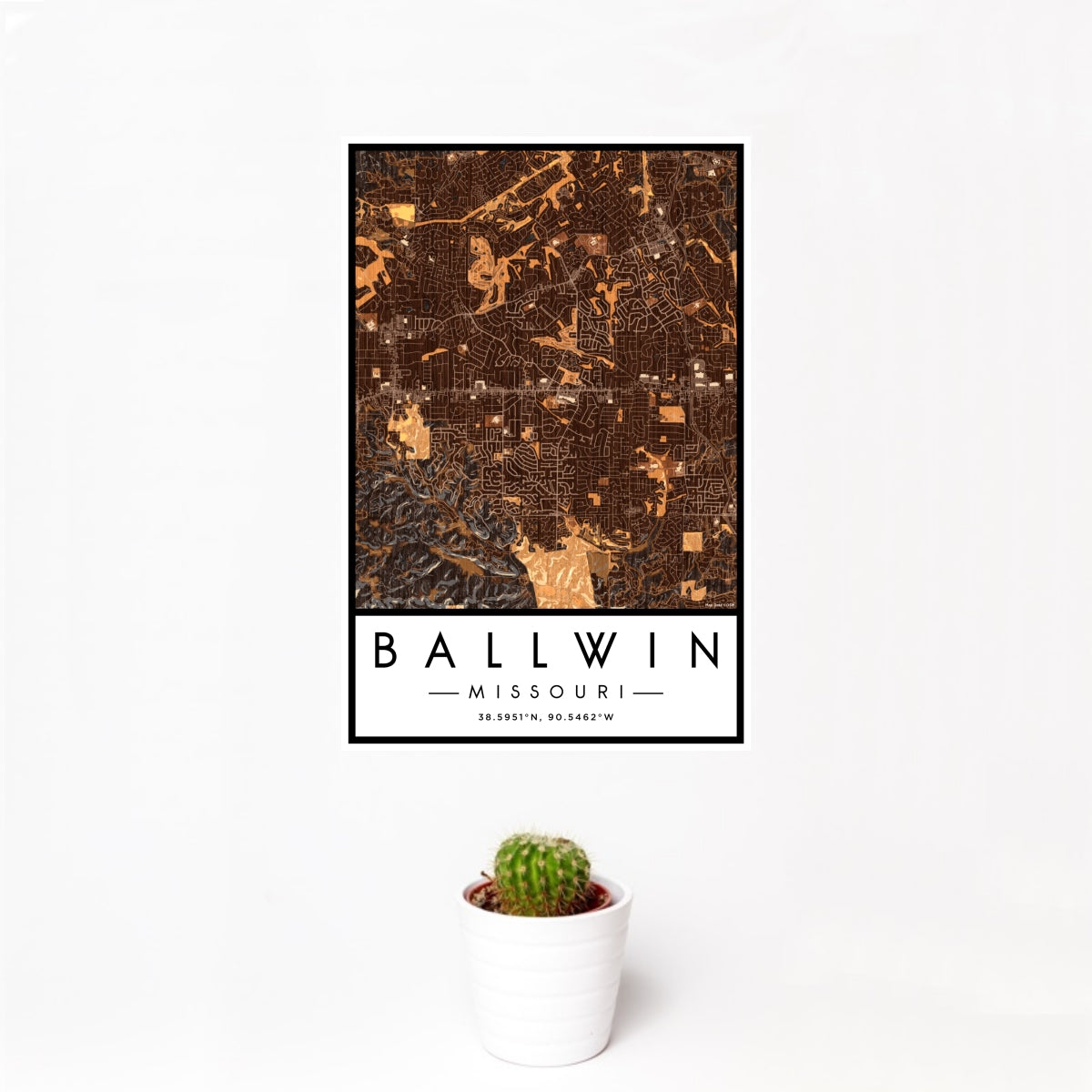 Ballwin - Missouri Map Print in Ember — JACE Maps