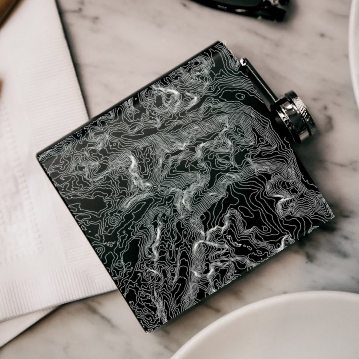 Beartooth Mountains - Montana Engraved Topographic Map Hip Flask in Ma ...